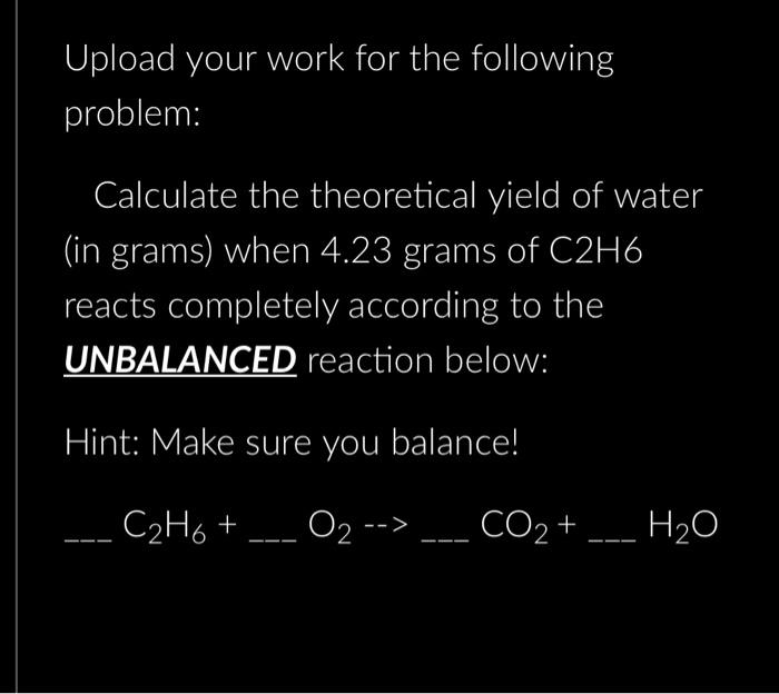 Solved Upload your work for the following problem: Calculate | Chegg.com