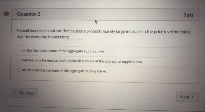 Solved Question 2 9 pts A small increase in output that | Chegg.com