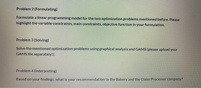 Solved Problem 1 (Recognizing data, variables, constraints, | Chegg.com