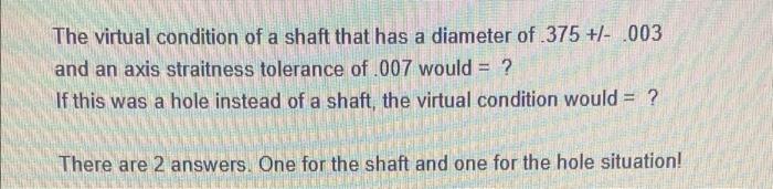 Solved The virtual condition of a shaft that has a diameter | Chegg.com