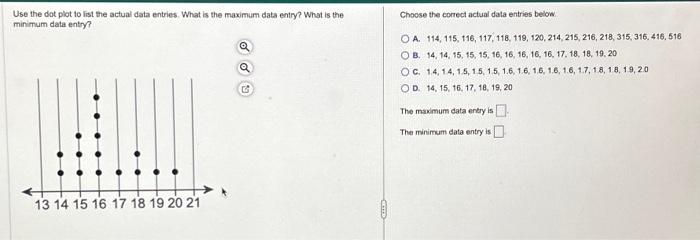 Solved Use the dot plot to list the actual data entries. | Chegg.com