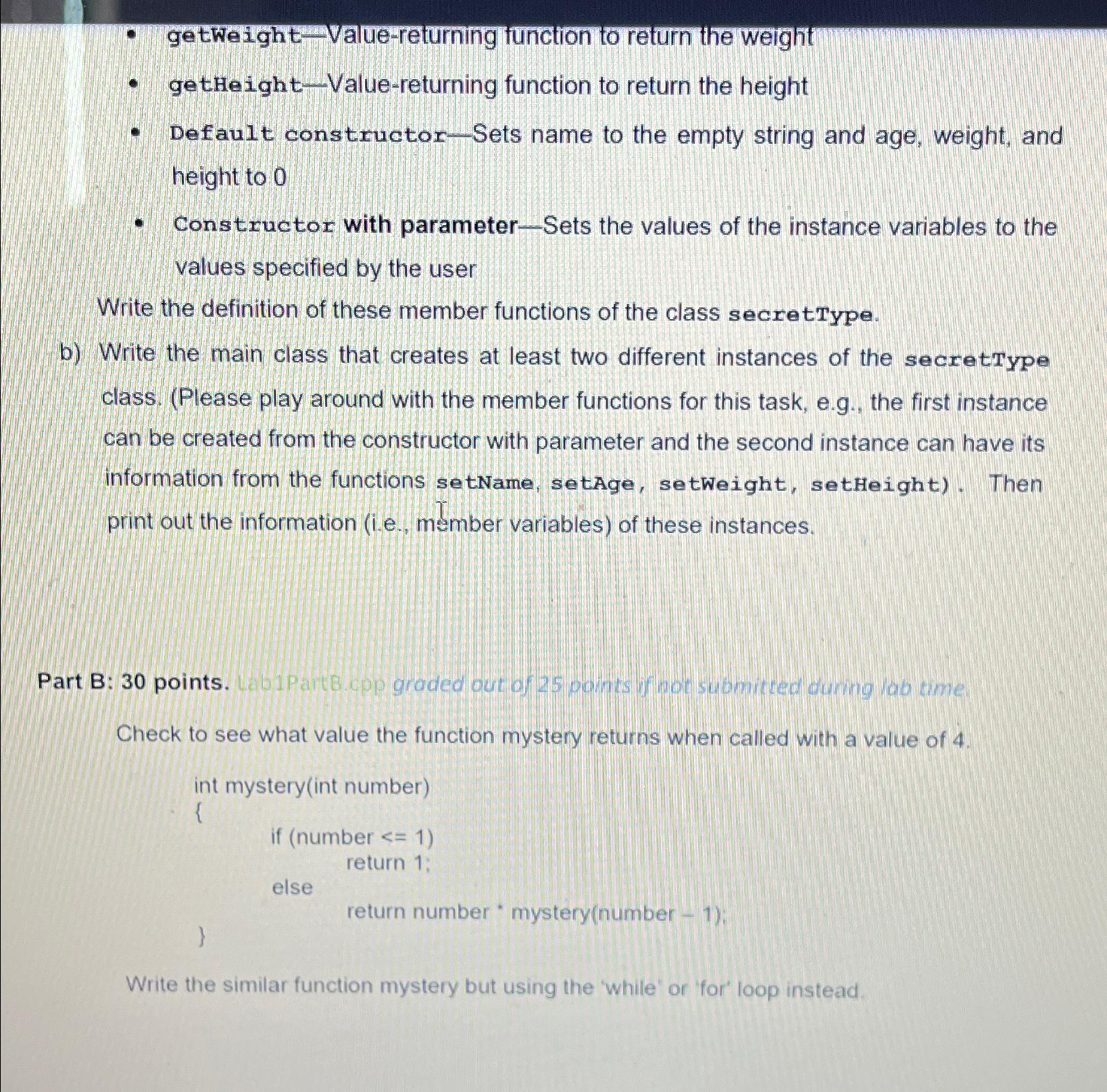 Solved getweight-value-returning function to return the | Chegg.com