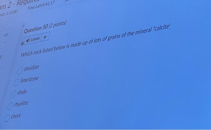 Solved Question 50(2 points) Which rock listed below is made | Chegg.com