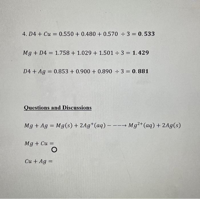 Solved need help answering Questions and Discussions 1-5 | Chegg.com
