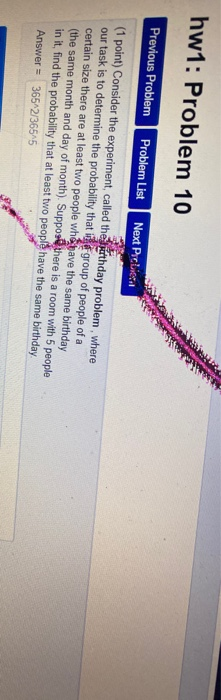 Solved hw1: Problem 10 Previous Problem Problem List Next | Chegg.com