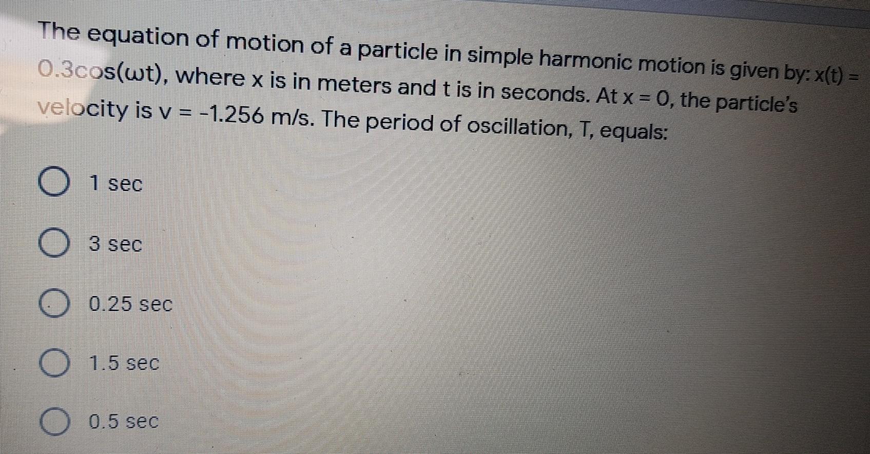 Solved The equation of motion of a particle in simple | Chegg.com