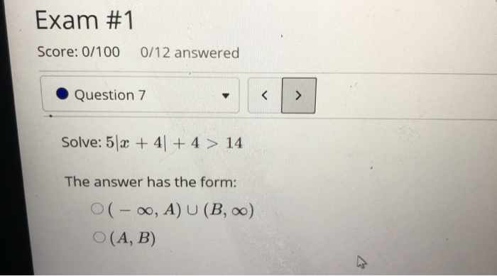 Solved Exam #1 Score: 0/100 0/12 answered Question 7 Solve: | Chegg.com