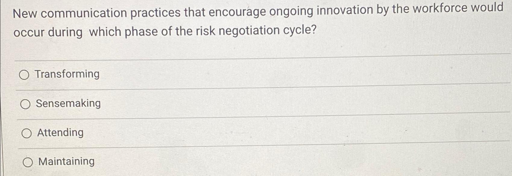 Solved New communication practices that encourage ongoing | Chegg.com