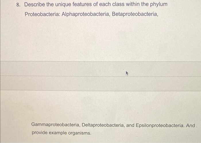 Solved 8. Describe the unique features of each class within | Chegg.com