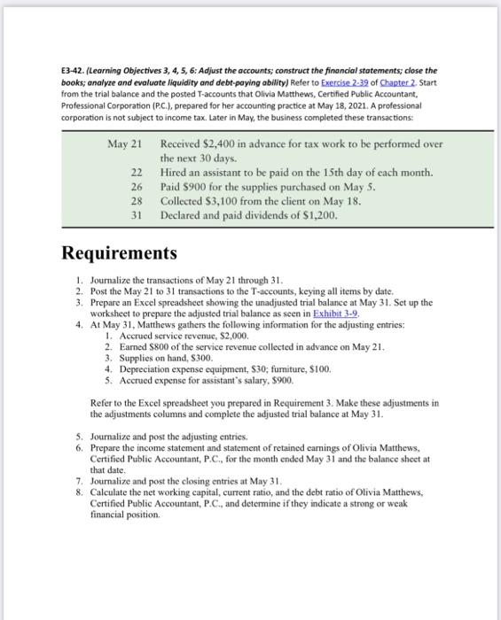 Solved E3-42. (Learning Objectives 3, 4, 5, 6: Adjust the | Chegg.com