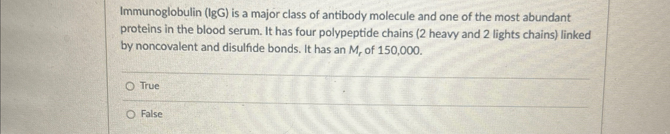 Solved Immunoglobulin (lgG) ﻿is a major class of antibody | Chegg.com