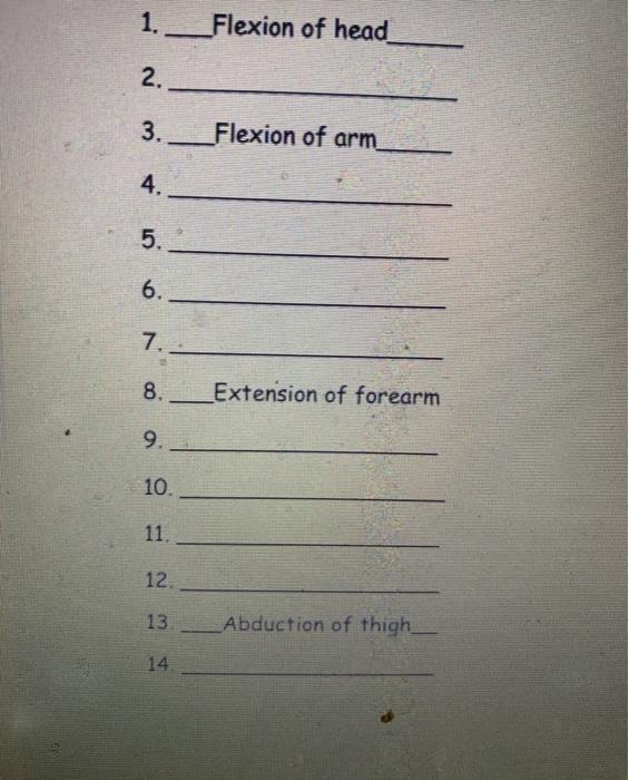 Solved Pasion of head 2) con of A MA no 1. Flexion of head | Chegg.com