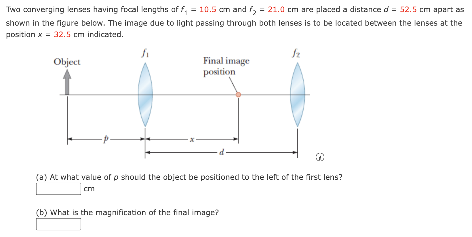 Solved Two converging lenses having focal lengths of | Chegg.com
