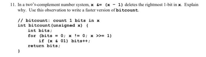 Solved 11. In a two's-complement number system, xε=(x−1) | Chegg.com
