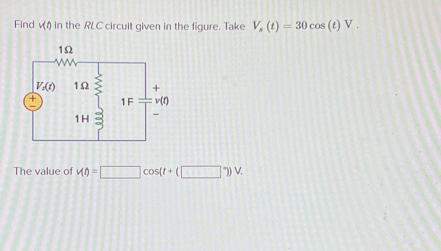 Solved Find V(t) ﻿in the RLC ﻿circuit given in the figure. | Chegg.com