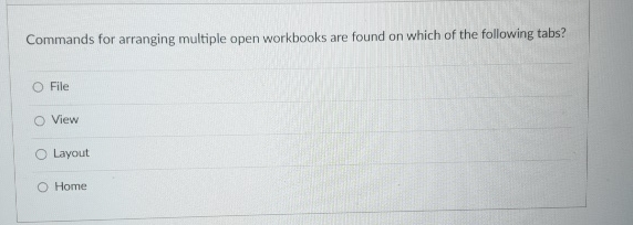 Solved Commands for arranging multiple open workbooks are | Chegg.com