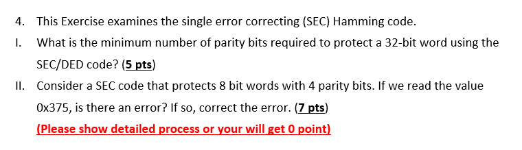 Solved This Exercise examines the single error correcting | Chegg.com