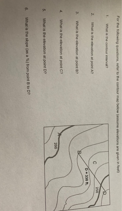 Solved For the following questions, refer to the contour map | Chegg.com