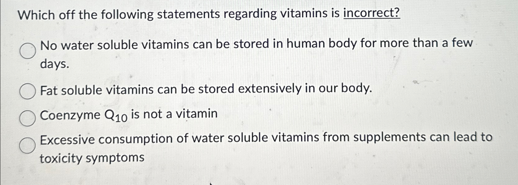Solved Which off the following statements regarding vitamins | Chegg.com