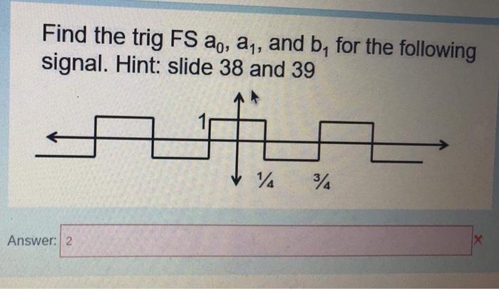 Solved Find the trig FS a, a,, and b, for the following | Chegg.com