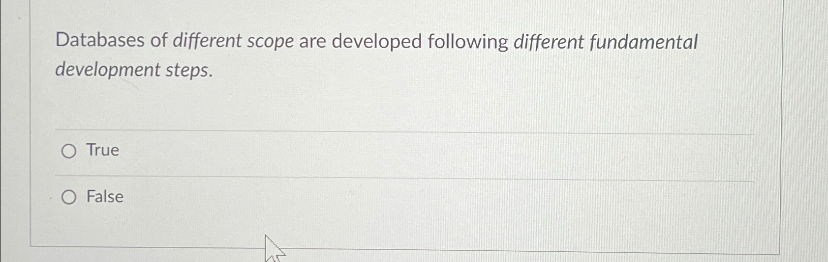 Solved Databases of different scope are developed following | Chegg.com