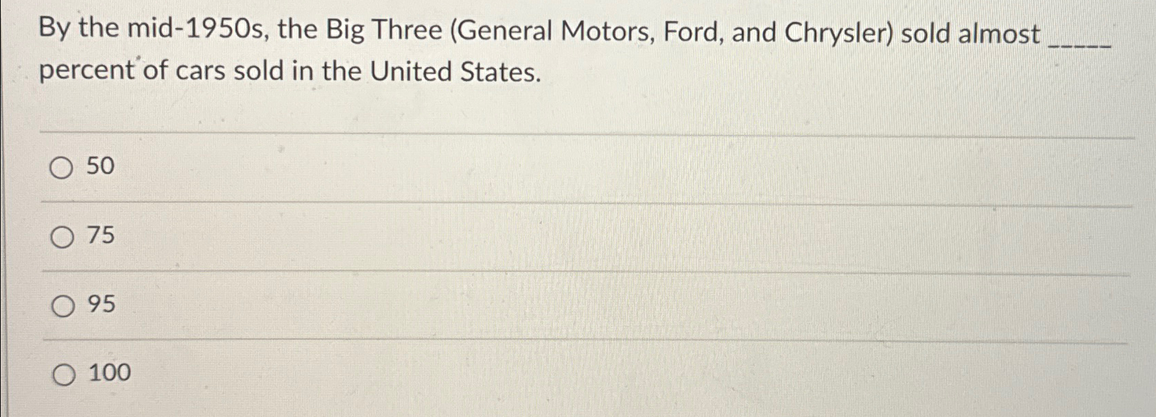 Solved By the mid-1950s, ﻿the Big Three (General Motors, | Chegg.com