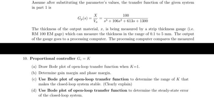 Solved Assume after substituting the parameter's values, the | Chegg.com