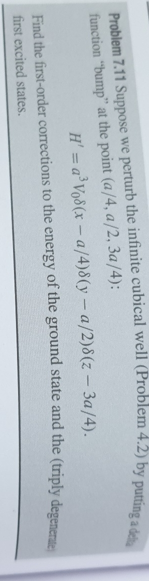 Solved Problem 7.11 ﻿Suppose we perturb the infinite cubical | Chegg.com
