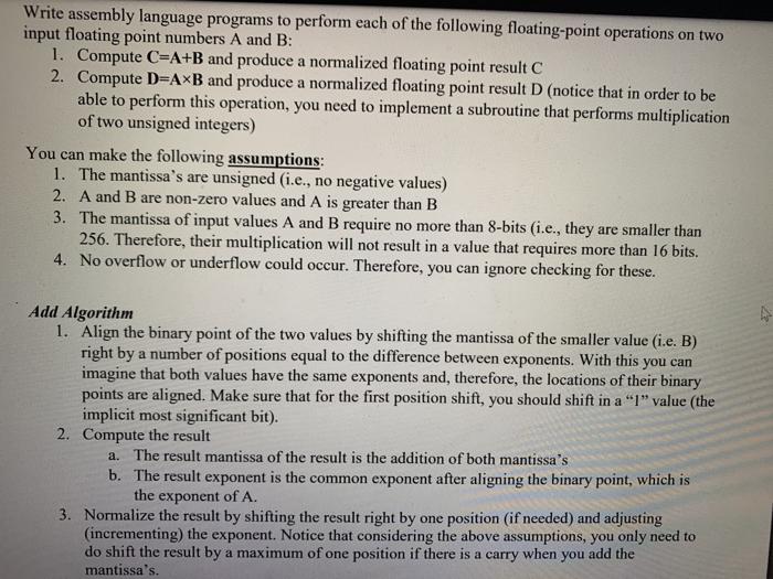 Solved Write assembly language programs to perform each of | Chegg.com