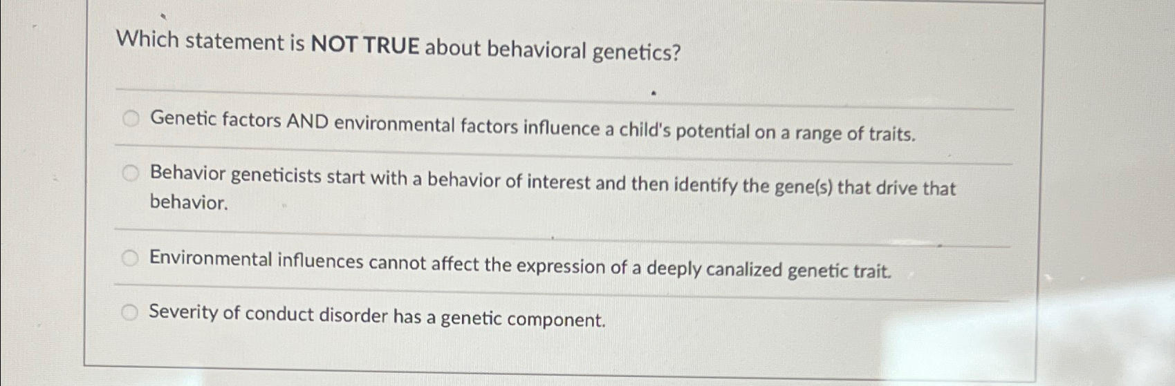 Solved Which statement is NOT TRUE about behavioral | Chegg.com