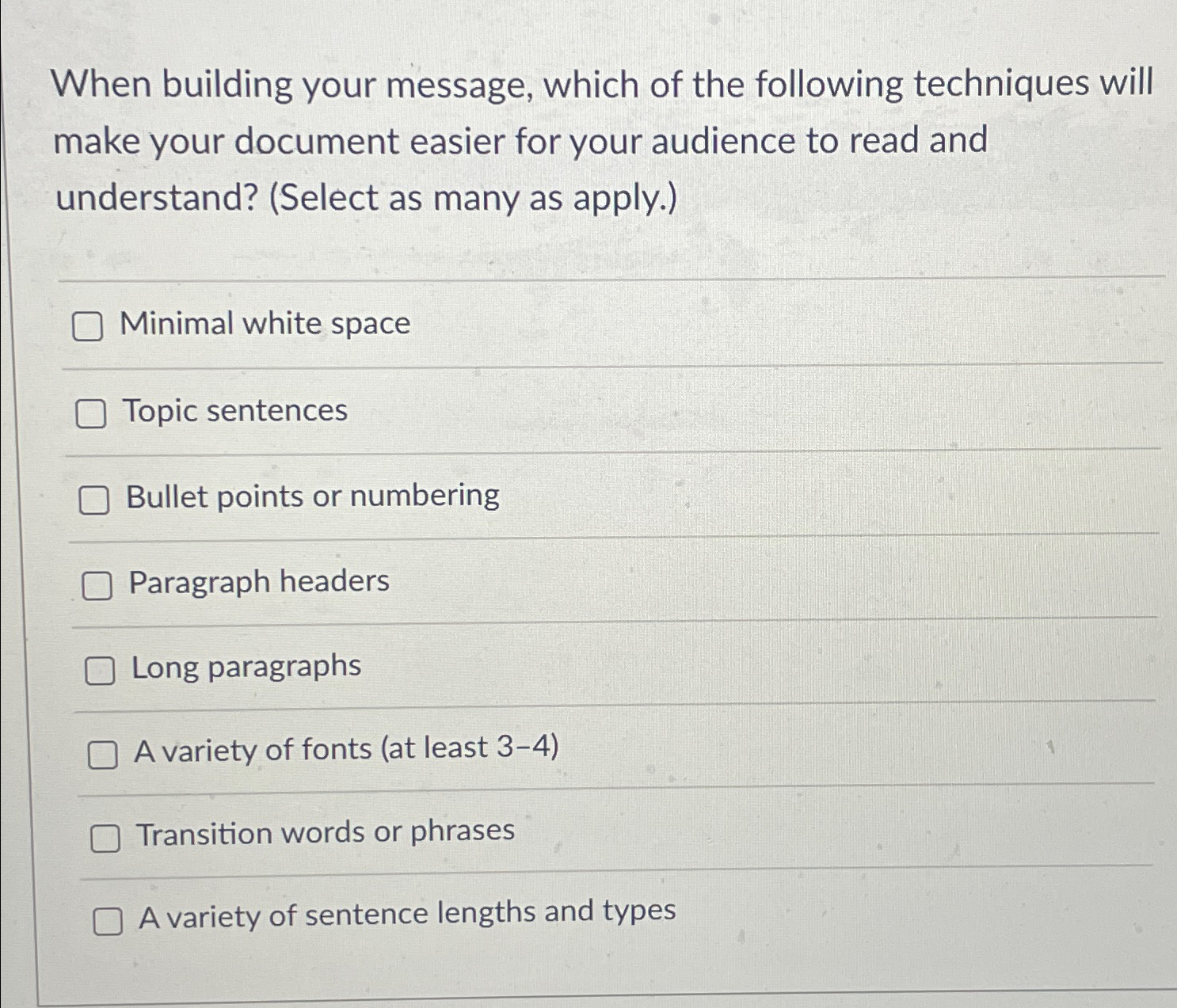 Solved When building your message, which of the following | Chegg.com