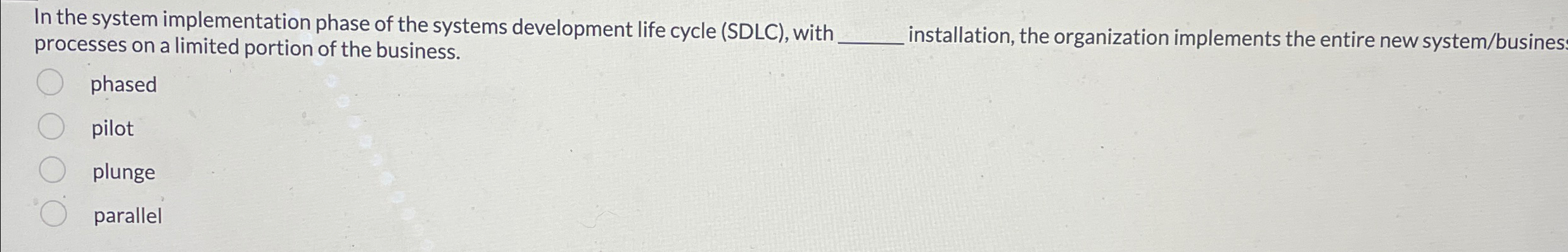Solved In the system implementation phase of the systems | Chegg.com