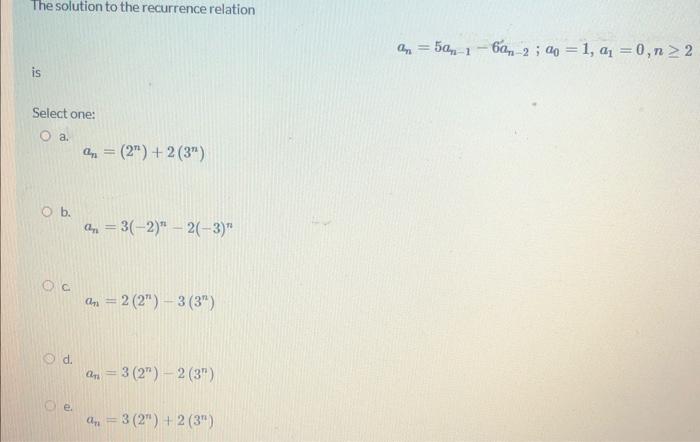 Solved The solution to the recurrence relation | Chegg.com