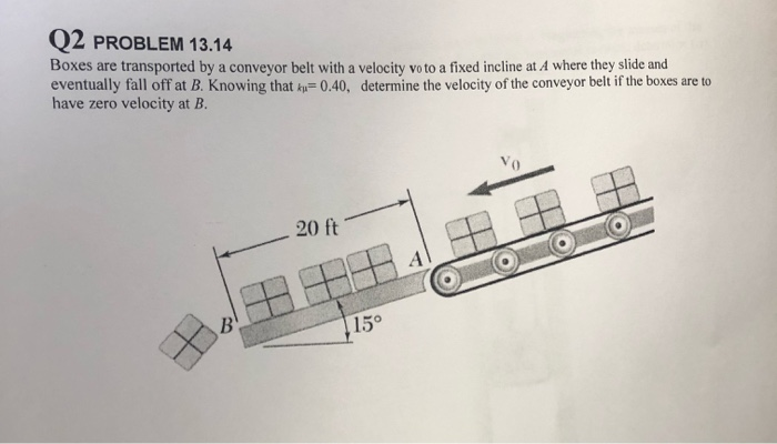 Solved Q2 PROBLEM 13.14 Boxes are transported by a conveyor | Chegg.com Solved Q2 PROBLEM 13.14 Boxes are transported by a conveyor | Chegg.com