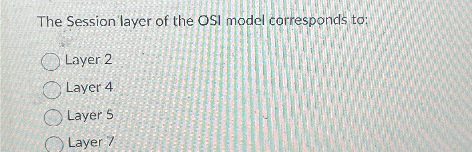 Solved The Session layer of the OSI model corresponds | Chegg.com