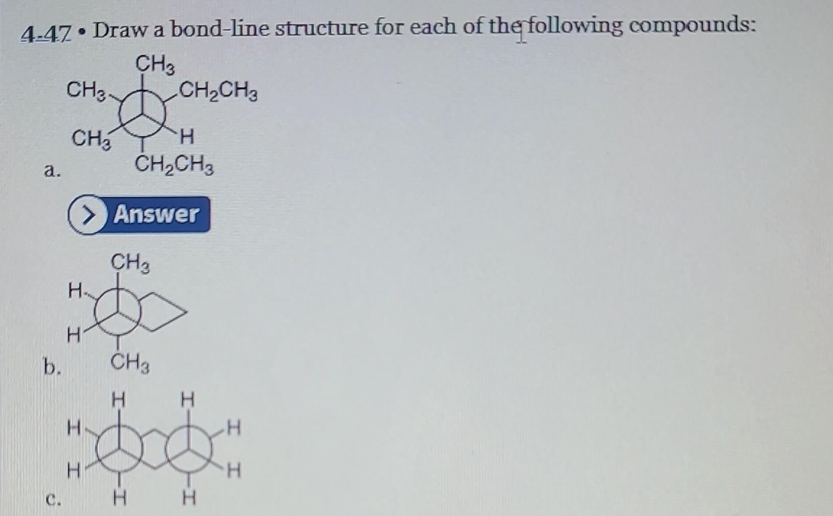 Solved 4-47 - Draw a bond-line structure for each of | Chegg.com