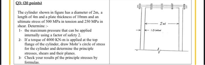 Solved Q3: (20 points) The cylinder shown in figure has a | Chegg.com