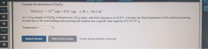 Solved Tree M Consider the dissolution of CaCl CaCl(s) + | Chegg.com