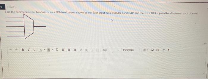 Solved 1 Sports Find the minimum output bandwidth for a FDM | Chegg.com