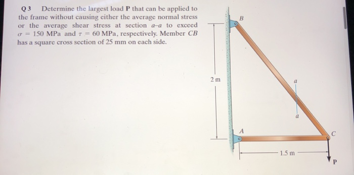 Solved B Q3 Determine the largest load P that can be applied | Chegg.com