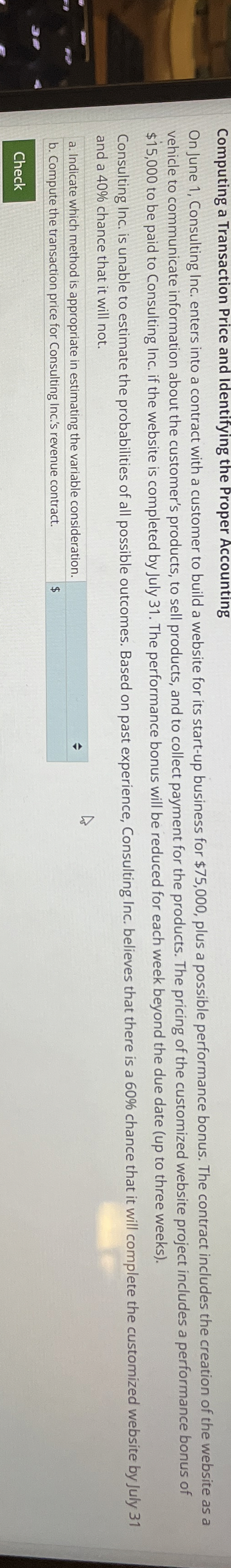 Computing a Transaction Price and Identifying the | Chegg.com