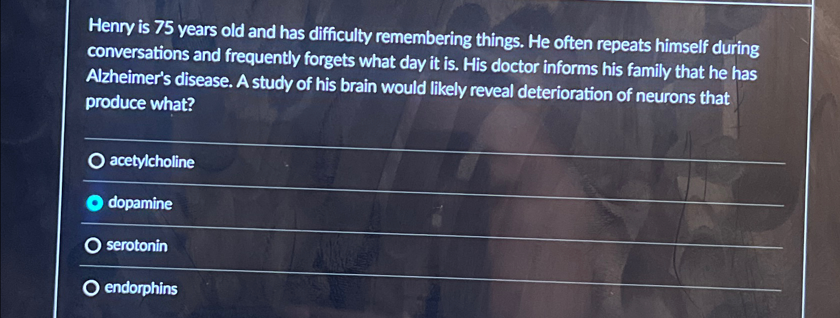 Solved Henry is 75 ﻿years old and has difficulty remembering | Chegg.com