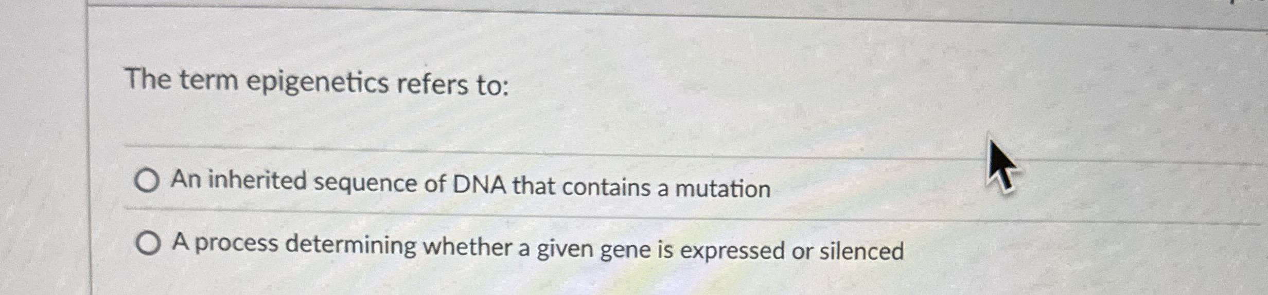 The term epigenetics refers to:An inherited sequence | Chegg.com