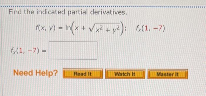 Solved Find the indicated partial derivatives. | Chegg.com