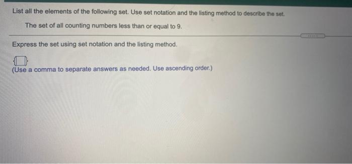 Solved List all the elements of the following set. Use set | Chegg.com
