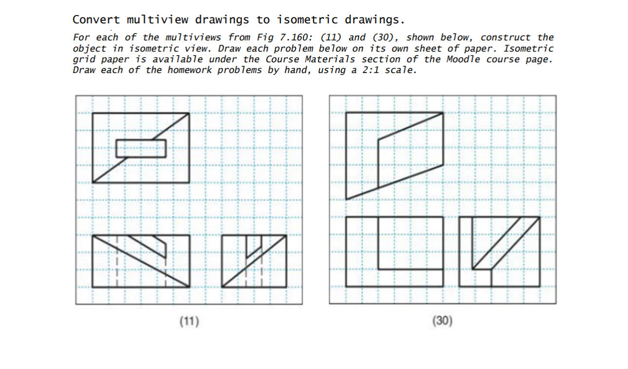 Solved Convert mu1tiview drawings to isometric drawings.For | Chegg.com