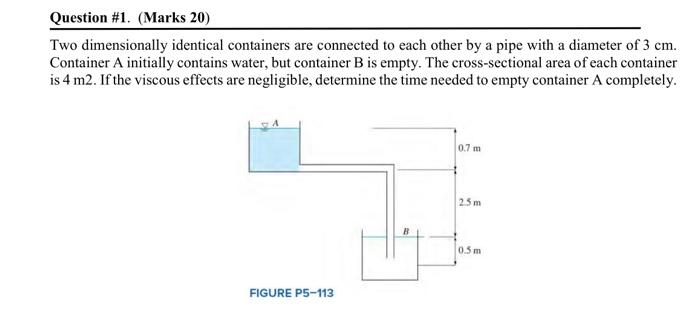 Solved Two dimensionally identical containers are connected | Chegg.com