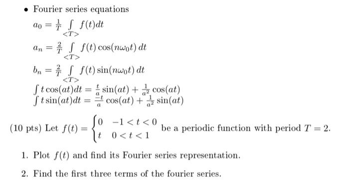 Solved - Fourier series equations | Chegg.com