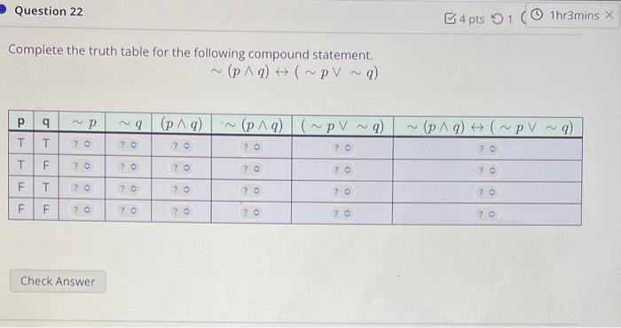 Solved Complete the truth table for the following compound | Chegg.com