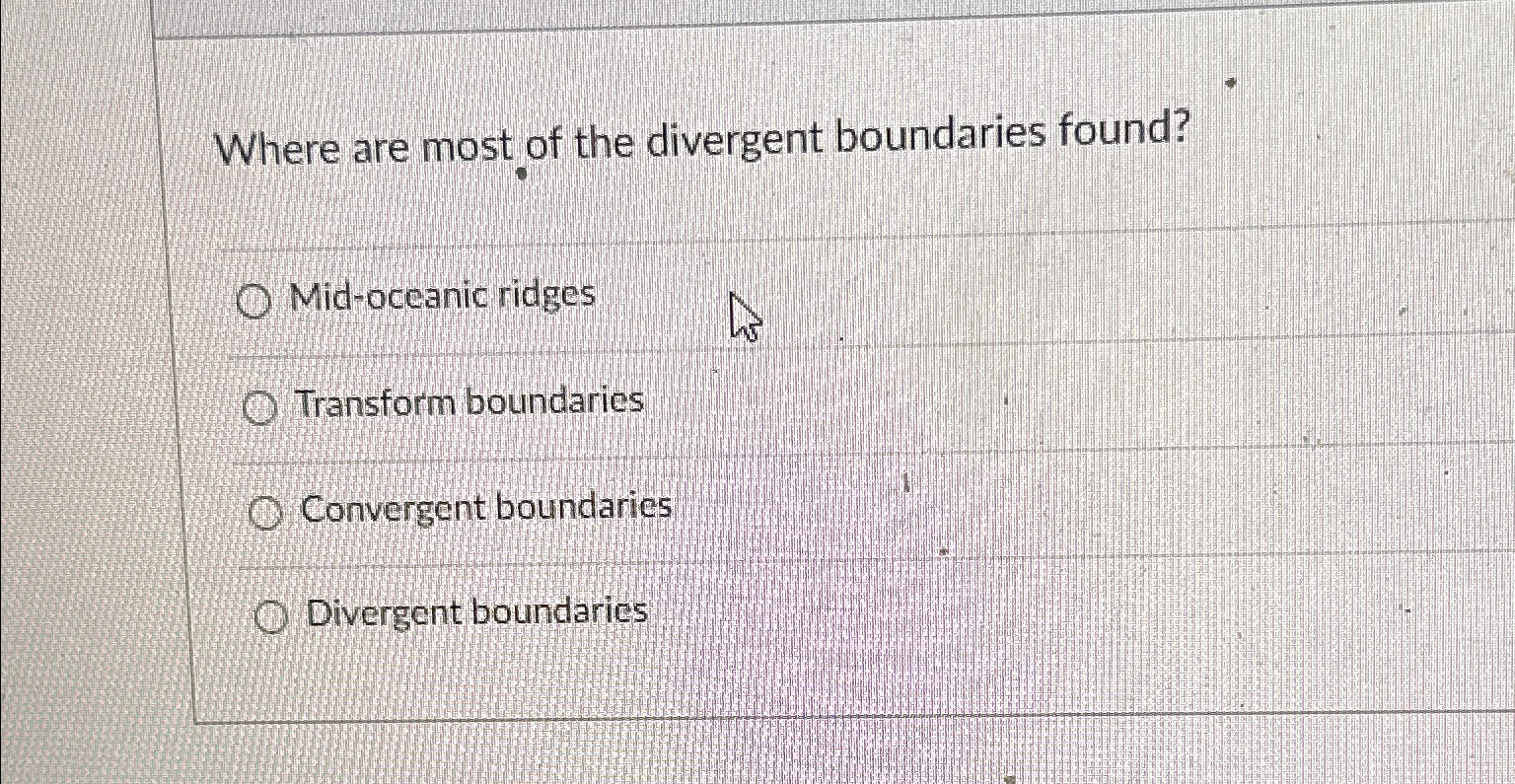 Solved Where are most of the divergent boundaries | Chegg.com
